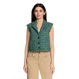 Strickweste Cartoon "Damen mit Kn&ouml;pfen", Damen, Gr. 34, gr&uuml;n, petrol, Obermaterial: 100% Polyester, gerade normal, Westen Strickweste