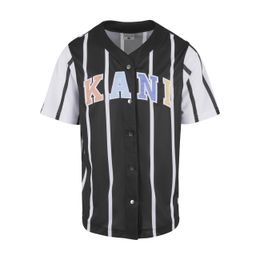 T-Shirt Karl Kani "Karl Kani Herren", Jungen, Gr. M, schwarz, wei&szlig;, 100% Polyester, gestreift, normal, V-Ausschnitt, Shirts T-Shirt
