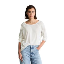 Marc O'Polo Langarmshirt MARC O'POLO DENIM "mit Raglan-&Auml;rmeln", Damen, Gr. L, silky wei&szlig;, Obermaterial: 100% Baumwolle, unifarben, relaxed fit, Rundhals, normaler Saum, Shirts Langarmshirt
