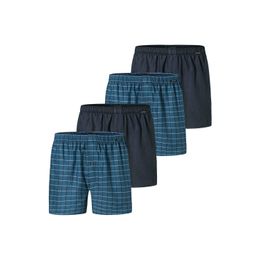 Webboxer Schiesser "Web-Boxershorts 4er Pack", Herren, Gr. L, blau (dunkelblau, petrol), Obermaterial: 100% Baumwolle CO., Unterhosen
