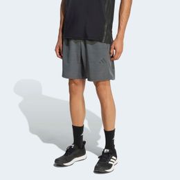 Shorts adidas Performance "WORKOUT ESSENTIALS BASE, GEWEBT", Herren, Gr. L, L-Gr, schwarz melange, innenbeinl&auml;nge ca. 23 cm, Obermaterial: 100% Polyester, Hosen Shorts