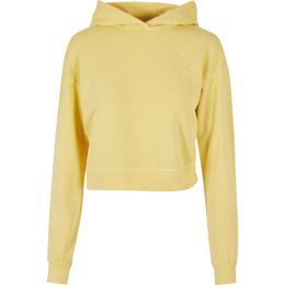 Rundhalspullover Urban Classics "Urban Classics Damen Ladies Short Flower Embroidery Terry Hoody", Damen, Gr. XL, vintagesun, 100% Baumwolle, unifarben, oversize, ohne Ausschnitt, Pullover Rundhalspullover