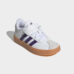 Sneaker adidas Sportswear "VL COURT 3.0 KIDS", M&auml;dchen, Gr. 28, cloud wei&szlig;, violet, gum 3, Leder, Synthetik, Schuhe Sneaker, inspiriert vom Design des adidas samba, f&uuml;r Kinder & Jugendliche