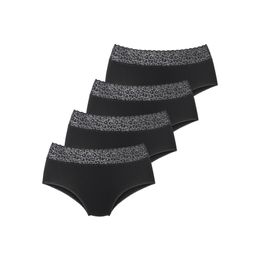 Taillenslip Lascana, Damen, Gr. 32/34, blau (schwarz), Single Jersey, Obermaterial: 95% Baumwolle, 5% Elasthan. Spitze: 90% Polyamid, 10% Elasthan, unifarben, bequem, Unterhosen Taillenslip, aus elastischer Baumwolle mit Leo-Spitze am Bund
