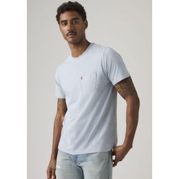 Levi's T-Shirt LEVI'S "CLASSIC POCKET TEE", Herren, Gr. XXL, texural slub soft chambray, Jersey, Obermaterial: 100% Baumwolle, meliert, regular fit normal, Rundhals, Shirts T-Shirt, mit aufgesetzter Brusttasche