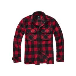 Fleecehemd Brandit "Brandit Herren Jeff Fleece Shirt Long Sleeve", Herren, Gr. 4XL, US-Gr&ouml;&szlig;en, rot, schwarz, 100% Polyester, normal, Hemden