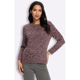 Ajourpullover Classic Basics "Ajour-Pullover", Damen, Gr. 38, burgund, puder, meliert, 100% Polyacryl, meliert, Pullover