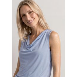 Shirttop Street One, Damen, Gr. 34, cashmere blau, Stoff, 70% Modal, 30% Polyester, unifarben, normal normal, Wasserfallausschnitt, abgesteppt, Tops Shirttop, im Silk Look