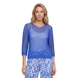 Strickpullover Betty Barclay "Damen mit 3/4 Arm", Damen, Gr. 42, adria blau, Strick, Obermaterial: 100% Polyacryl, l&auml;ssig geschnitten normal, V-Ausschnitt, Pullover Strickpullover