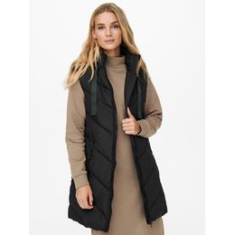 Jacqueline de Yong Steppweste JDY "JDYSKYLAR LIFE HOOD WAISTCOAT OTW NOOS", Damen, Gr. S, schwarz (schwarz detail:schwarz), Steppware, Obermaterial: 100% Polyester, unifarben, h&uuml;ftbedeckend, Westen Steppweste