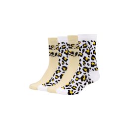 Socken s.Oliver "4er Pack", Damen, Gr. 35-38, transparent gelb, 78% Baumwolle, 20% Polyamid, 2% Elasthan, Animal-Print, Socken Socken