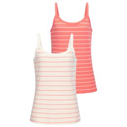 Tr&auml;gertop Vivance "mit modischer Streifenstruktur", Damen, Gr. 32/34, orange (apricot, wei&szlig;), Strick, Obermaterial: 42% Baumwolle, 42% Viskose, 12% Polyester, 4% Elasthan, gestreift, figurbetont, tiefer Rundhals, Tops Tr&auml;gertop, aus luftiger Baumwoll-Viskose-Qualit&auml;t