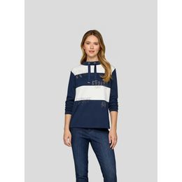 Langarmshirt Rabe, Damen, Gr. 40, blau (pazifik), Web, Obermaterial: 48% Polyester, 47% Viskose, 5% Elasthan, Glitzermuster, normal h&uuml;ftbedeckend, Rundhals, Shirts Langarmshirt, in Colorblocking-Optik und mit Glitzersteinen