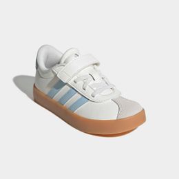 Sneaker adidas Sportswear "VL COURT 3.0 KIDS", M&auml;dchen, Gr. 33, core wei&szlig;, ice blau, gum 3, Leder, Synthetik, Schuhe Sneaker, inspiriert vom Design des adidas samba, f&uuml;r Kinder & Jugendliche