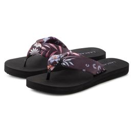 Badezehentrenner Lascana "Sandale, Badeschuh, Pantolette, Badelatsche, Flip Flop, Sommerschuh", Damen, Gr. 36, lila (gebl&uuml;mt), Obermaterial: 100% Textilmaterial. Decksohle: 100% Synthetik. Futter: 100% Textilmaterial. Laufsohle: 100% Synthetik, gemustert, Basic, Schuhe, Zehentrenner ultraleicht mit softem Band VEGAN