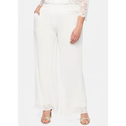 Schlupfhose sheego, Damen, Gr. 44, Normalgr&ouml;&szlig;en, wei&szlig; (sanftes wei&szlig;), 100% Polyester, unifarben, Hosen Schlupfhose