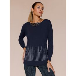 CR&Eacute;ATION L Strickpullover CREATION L "Lyocell-Mix-Pullover", Damen, Gr. 40, marine, 50% Lyocell, 28% Polyamid, 22% Viskose, unifarben, Pullover Strickpullover