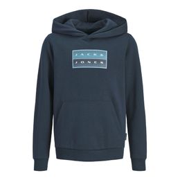 Jack & Jones Kapuzensweatshirt JACK & JONES JUNIOR "JCOFUSION GRAPHIC SWEAT HOOD UNB SN JNR", Jungen, Gr. 152, outer space, angeraute Sweatware, Obermaterial: 70% Baumwolle, 30% Polyester, bedruckt, regular fit normal, Rundhals, Rippb&uuml;ndchen, Sweatshirts, Baumwollmischung, normal geschnitten