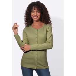 Langarmshirt Casual Looks "Shirt", Damen, Gr. 44, schilf, 95% Baumwolle, 5% Elasthan, unifarben, Rundhals, Shirts Langarmshirt