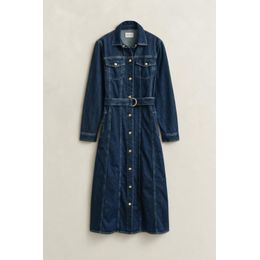 Jeanskleid Gant "BELTED DENIM MIDI", Damen, Gr. 36, N-Gr, dunkelblau worn in, Denim/Jeans, Obermaterial: 100% Baumwolle, regular fit kniefrei, Manschette, Kleider, mit verstellbaren G&uuml;rtel