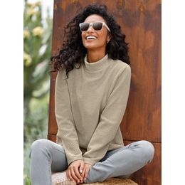 Sweatshirt Heine, Damen, Gr. 34, sand, 50% Baumwolle, 45% Polyester, 5% Elasthan, meliert, unifarben, Sweatshirts Sweatshirt