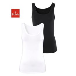 Tanktop Vivance "aus luftiger Baumwoll-Qualit&auml;t", Damen, Gr. 32/34, schwarz-wei&szlig; (schwarz, wei&szlig;), Single Jersey, Obermaterial: 95% Baumwolle, 5% Elasthan, unifarben, Basic, bequem, tiefer Rundhals, Tops Tanktop, sommerliche Tops