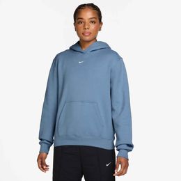 Kapuzensweatshirt Nike Sportswear "W NK STDO FLC MW STD PO HDY", Damen, Gr. L, work blau, sail, angeraute Sweatware, Obermaterial: 80% Baumwolle, 20% Polyester, unifarben, Basic normal, Rundhals, angesetztes B&uuml;ndchen, Sweatshirts, f&uuml;r Freizeit und Sport, mit K&auml;ngurutasche, mit Kapuze
