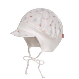 Schirmm&uuml;tze MaxiMo, Jungen, Gr. 41, wei&szlig;, blaue primel, bl&uuml;mchen, Web, Baumwolle, gebl&uuml;mt, M&uuml;tzen, aus Baumwolle, elastischer Jerseybund