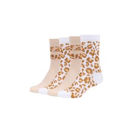 Socken s.Oliver "4er Pack", Damen, Gr. 35-38, wei&szlig;, 78% Baumwolle, 20% Polyamid, 2% Elasthan, Animal-Print, Socken Socken
