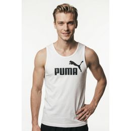 Tanktop Puma "ESS NO 1 LOGO TANK", Herren, Gr. M, wei&szlig; (Puma wei&szlig;), Jersey, Obermaterial: 100% Baumwolle, bedruckt, regular fit normal, Rundhals, Tops Tanktop, Regular Fit, &auml;rmellos, mit Rundhalsausschnitt, mit Gummiprint
