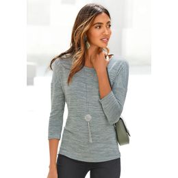 3/4-Arm-Shirt Vivance "mit modischer Melange-Struktur", Damen, Gr. 32/34, gr&uuml;n (mint), Jersey, Obermaterial: 55% Polyester, 42% Viskose, 3% Elasthan, meliert, bequem, Rundhals, Shirts 3/4-Arm-Shirt, aus luftiger Strickqualit&auml;t