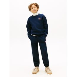 Langarmshirt & Hose Tommy Hilfiger, M&auml;dchen, Gr. 8 (128), blau (schwarz night navy), Jersey, Obermaterial: 100% Baumwolle, unifarben, KOB Set-Artikel, Kinder bis 16 Jahre, mit Rundhalsausschnitt