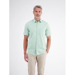 Kurzarmhemd Lerros, Herren, Gr. XXL, N-Gr, mint water, Web, Obermaterial: 80% Baumwolle, 20% Leinen, unifarben, regular fit normal, ohne Ausschnitt, gerader Abschluss, Hemden, mit Logo Stickerei