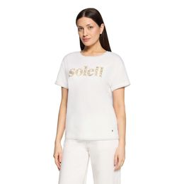 BETTY & CO Kurzarmshirt BETTY & CO "Damen kurzarm", Damen, Gr. L, patch wei&szlig;, beige, Obermaterial: 100% Baumwolle, loose fit normal, Rundhals, Shirts