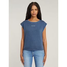 G-Star Raw T-Shirt G-STAR "Mini G-Script Logo T-Shirt", Damen, Gr. M, mid blau gd, Obermaterial: 100% Baumwolle, Shirts T-Shirt