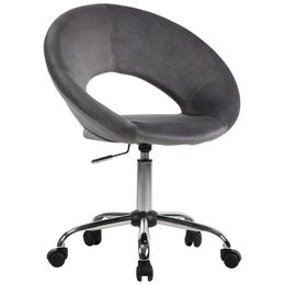 CARRYHOME Drehstuhl, Grau, Chrom, Metall, Textil, Drehkreuz, 66x82-94x54 cm, Stoffauswahl, Sitzfl&auml;che 360&deg; drehbar, Arbeitszimmer, B&uuml;rost&uuml;hle, Drehst&uuml;hle