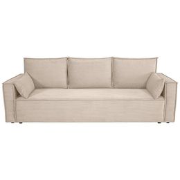 Xora Schlafsofa, Beige, Textil, 3-Sitzer, F&uuml;llung: Schaumstoffflocken,Schaumstoffflocken, 232x85x92 cm, R&uuml;cken echt, Armteil links, rechts, Wohnzimmer, Sofas & Couches, Schlafsofas, Schlafsofas mit Bettkasten
