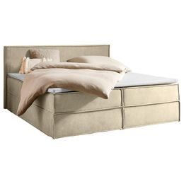 Chameo Boxbett, Beige, Kunststoff, H3, H&ouml;he ca. 25 cm, 180x200 cm, Bettkasten, gepolstertes Kopfteil, Topper durchgehend, in verschiedenen Gr&ouml;&szlig;en erh&auml;ltlich, Matratze geteilt, Schlafzimmer, Betten, Doppelbetten