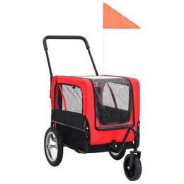 vidaXL 2-in-1 Fahrradanh&auml;nger und Buggy f&uuml;r Hunde rot