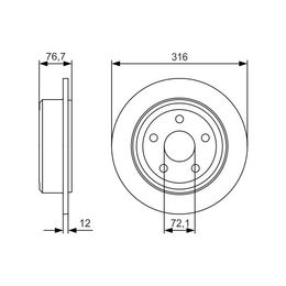 Bosch Bremsscheibe 0986479r08 voll 316mm 12mm f&uuml;r JEEP