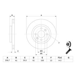Bosch Bremsscheibe 0986479b21 bel&uuml;ftet 259mm 21mm f&uuml;r NISSAN RENAULT DACIA