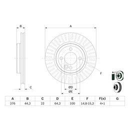 Bosch Bremsscheibe 0986479b39 bel&uuml;ftet 276mm 22mm f&uuml;r MINI