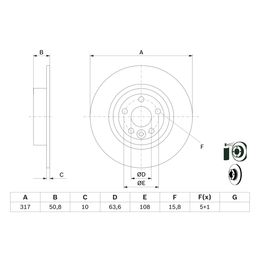 Bosch Bremsscheibe 0986479e58 voll 317mm 10mm f&uuml;r LAND ROVER