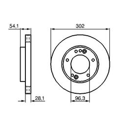 Bosch Bremsscheibe 0986479230 bel&uuml;ftet 302mm 28mm f&uuml;r KIA