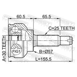 FEBEST Gelenksatz, Antriebswelle 0410cs3a Vorderachse f&uuml;r MITSUBISHI