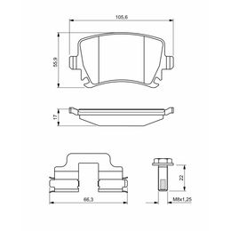 Bosch Bremsbelagsatz, Scheibenbremse 0986494649 f&uuml;r VW