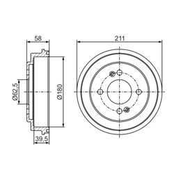 Bosch Bremstrommel 0986477278 Hinterachse f&uuml;r KIA