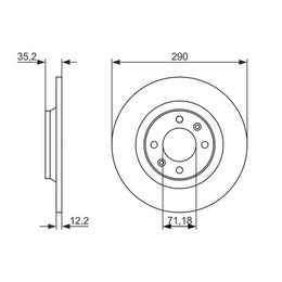 Bosch Bremsscheibe 0986479118 voll 290mm 12mm f&uuml;r Peugeot
