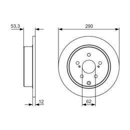 Bosch Bremsscheibe 0986479v25 voll 290mm 12mm f&uuml;r TOYOTA