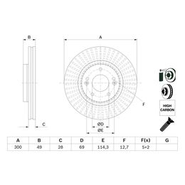 Bosch Bremsscheibe 0986479f19 bel&uuml;ftet 300mm 28mm f&uuml;r KIA